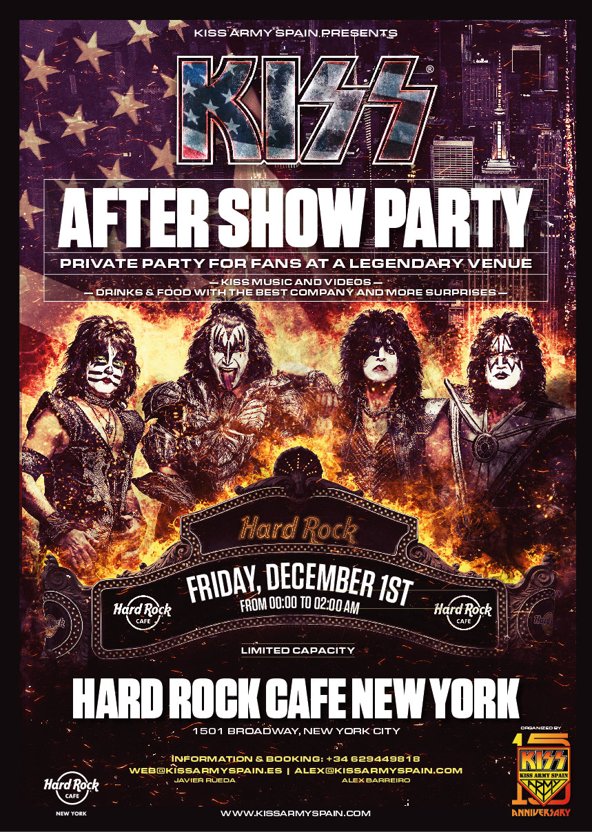 KISS ARMY SPAIN PRESENTS “KISS AFTER-SHOW PARTY” AT HARD ROCK CAFE IN ...